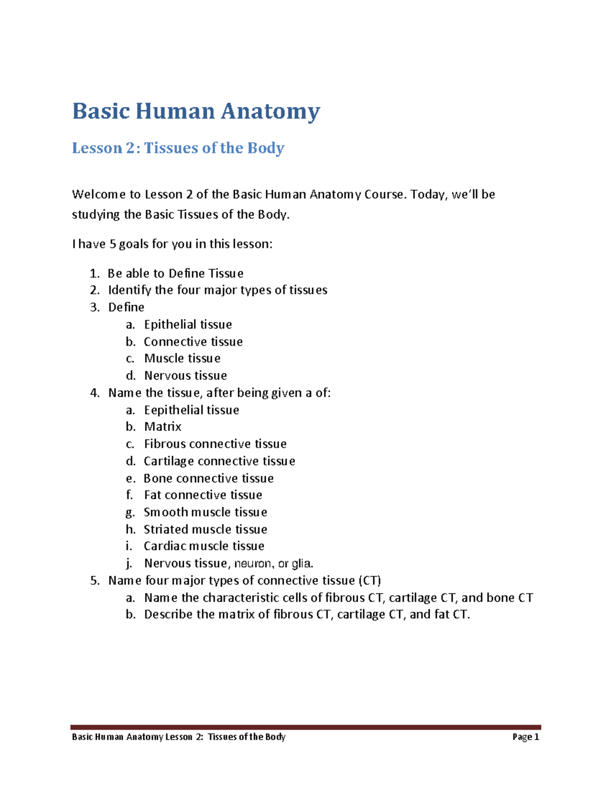 Anatomy and Physiology 2 Lecture Notes - Basic Human Anatomy Lesson 2 ...