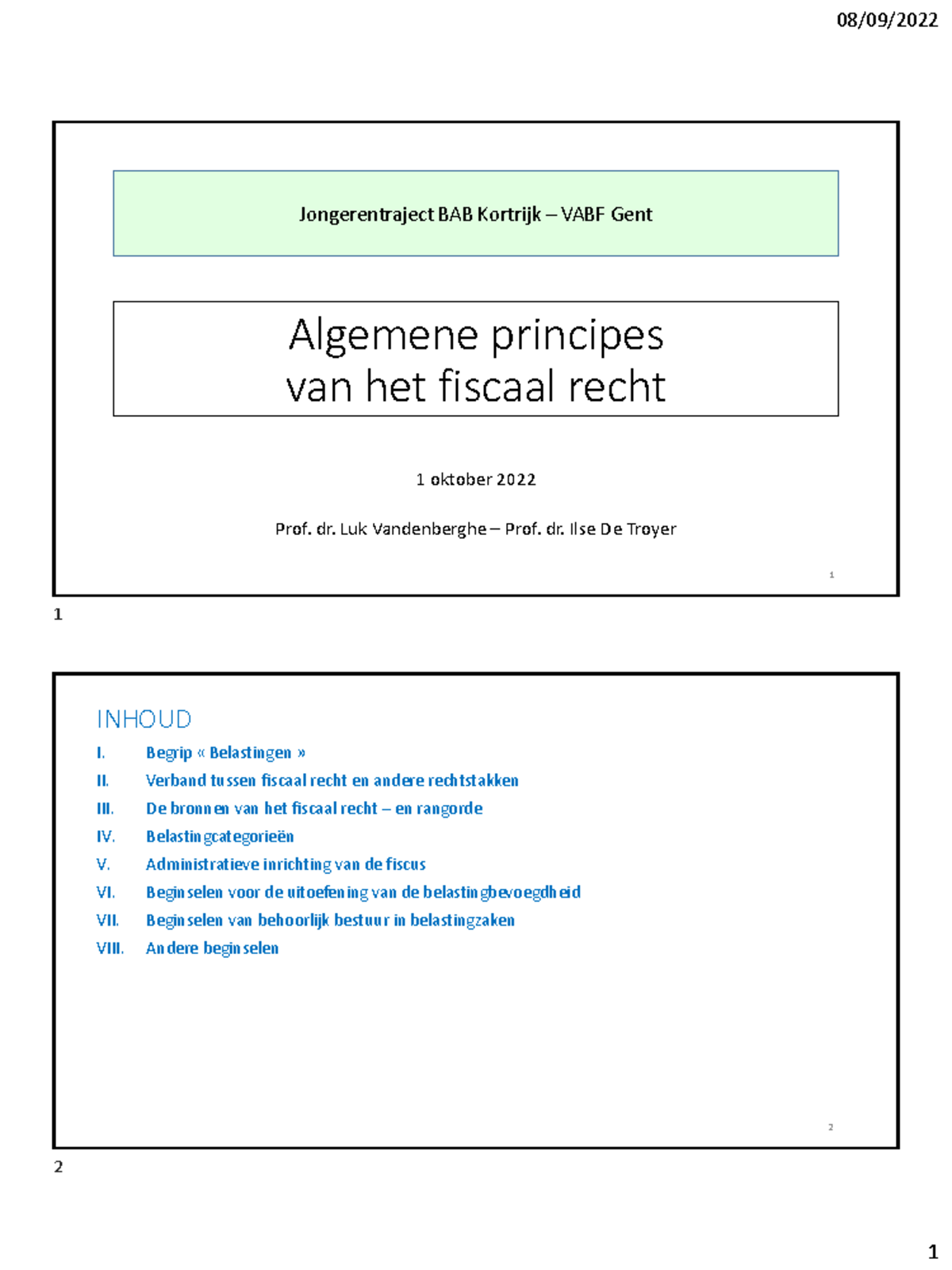 1 okt 2022 beginselen pdf - Algemene principes van het fiscaal recht 1 ...