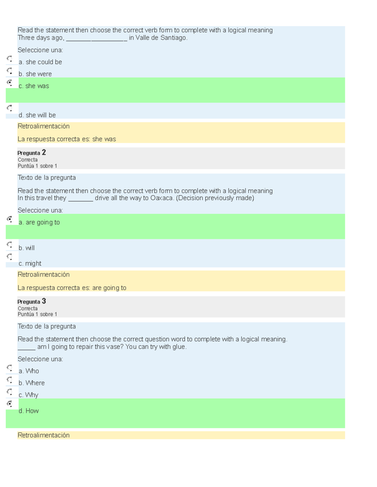 Assignment 1 Questionnaire U1 Ingles III - Read the statement then choose the correct verb form ...