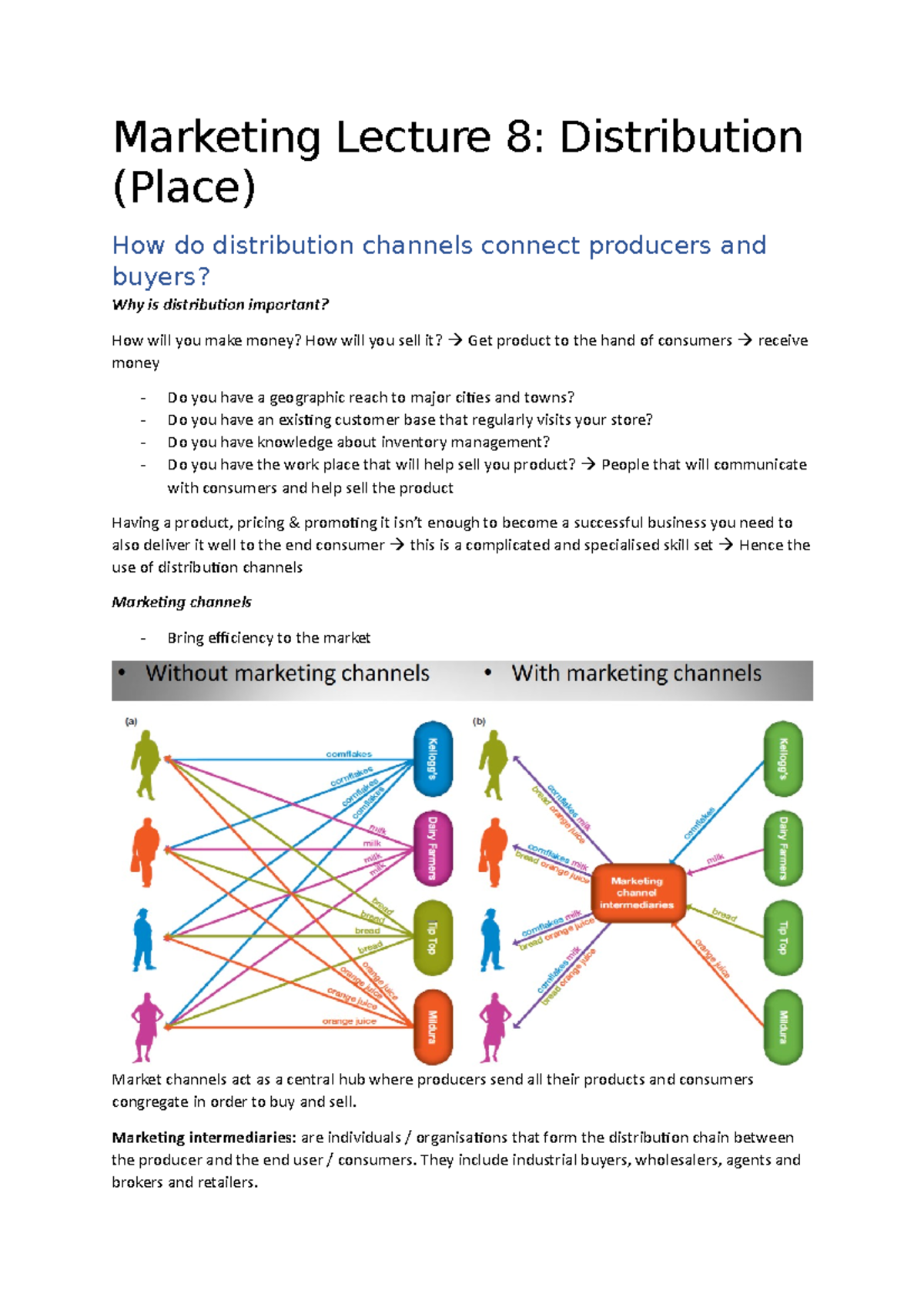 Distribution (Place) - Marketing Lecture 8: Distribution (Place) How do ...