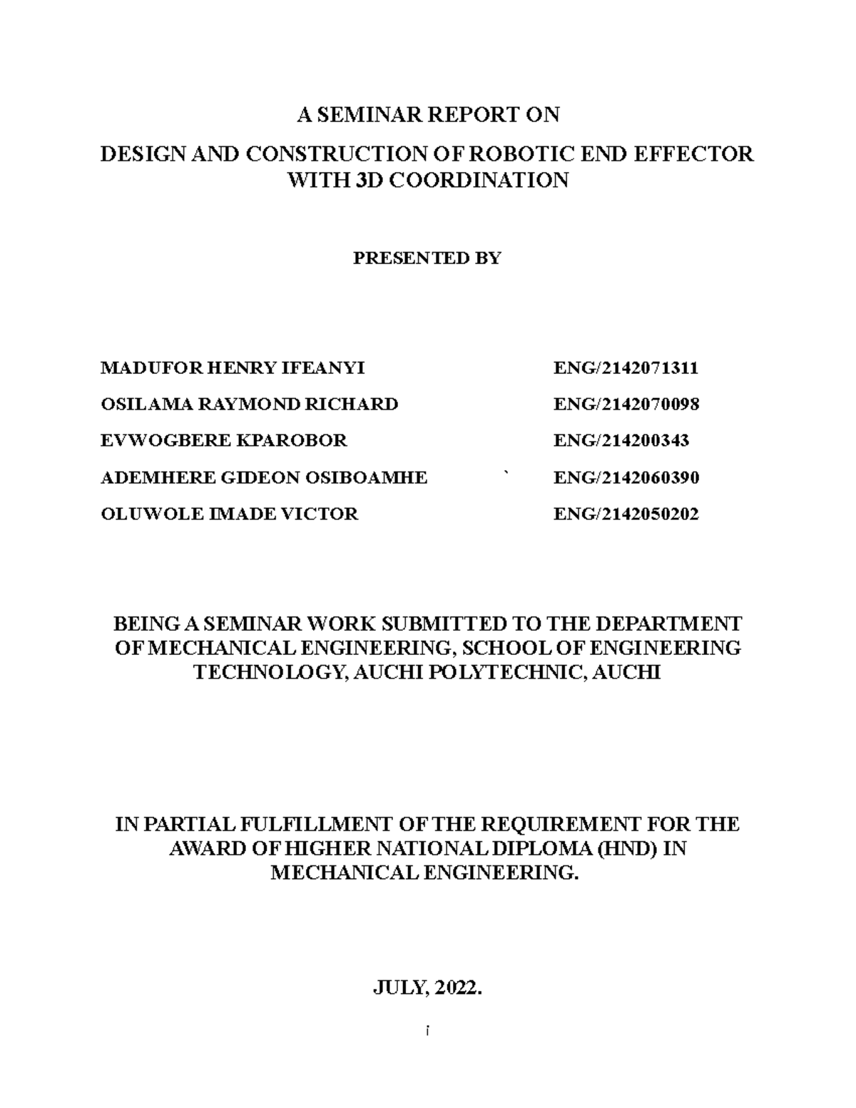 A Seminar Report ON - Description 6 - A SEMINAR REPORT ON DESIGN AND ...