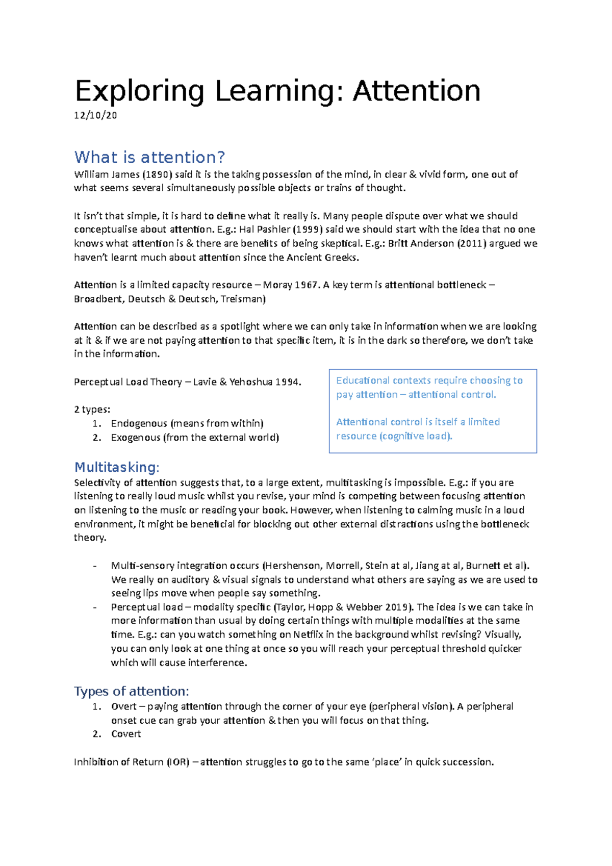 Exploring Learning - Attention 12th oct - Exploring Learning: Attention ...
