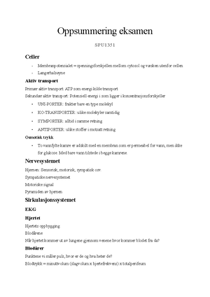 Sammendrag Læringsutbytter sirkulasjonssystemet - Sammendrag av Læringsutbytter – Eksamen 17 ...