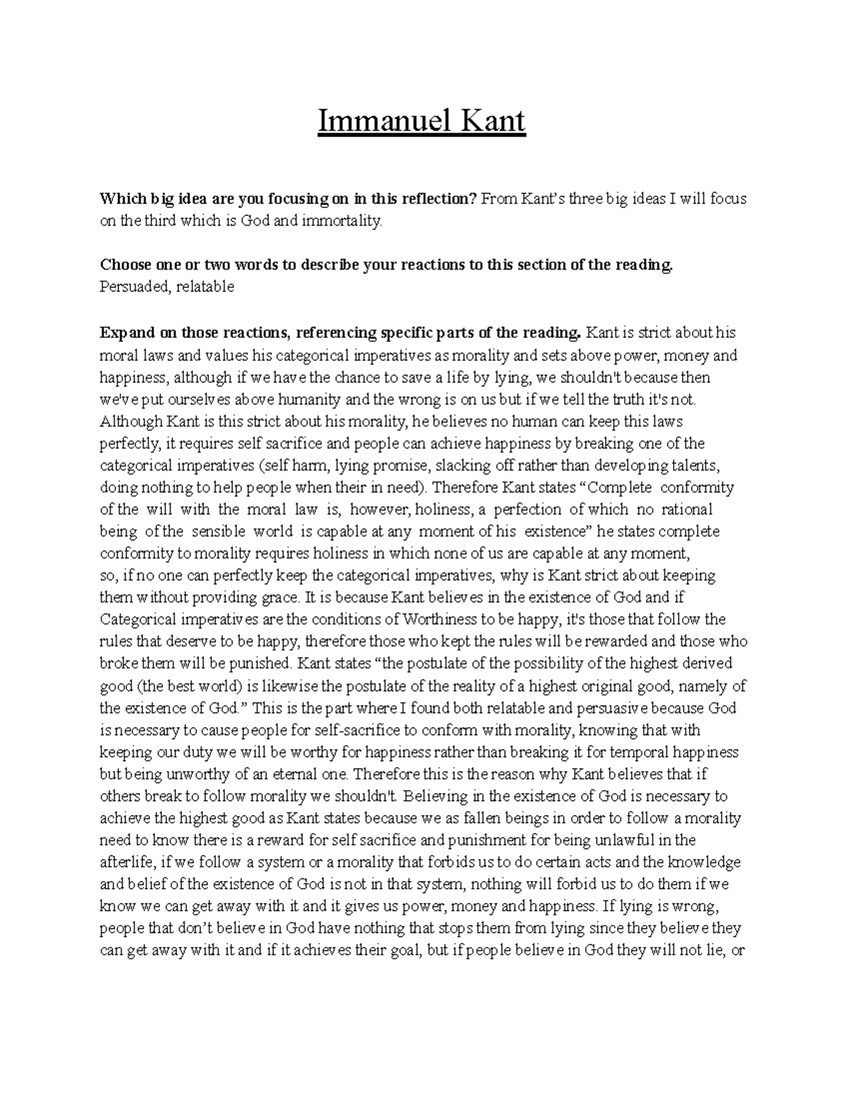 Immanuel Kant - A big idea critiqued by Kant explained by quotes ...