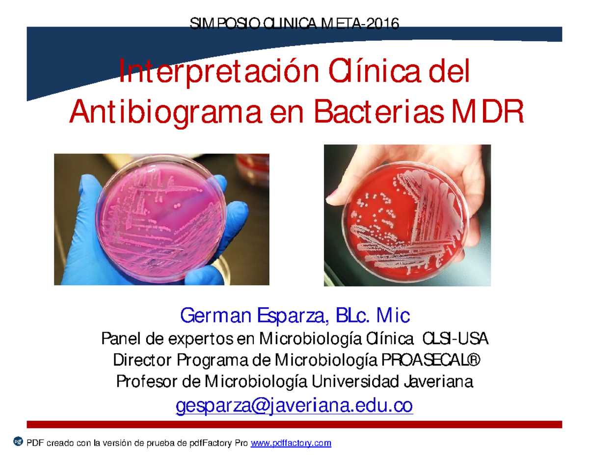 INTERPRETACION DE ANTIBIOGRAMA - Interpretación Clínica del ...