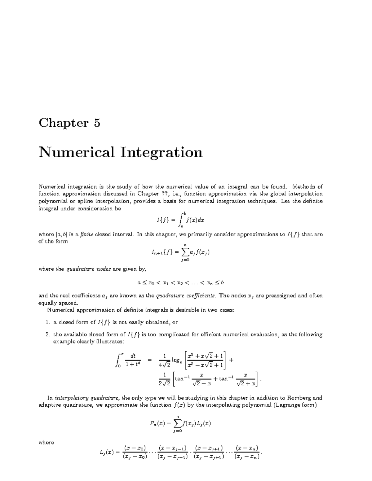 Chapter 5 Numerical Integration - Studocu