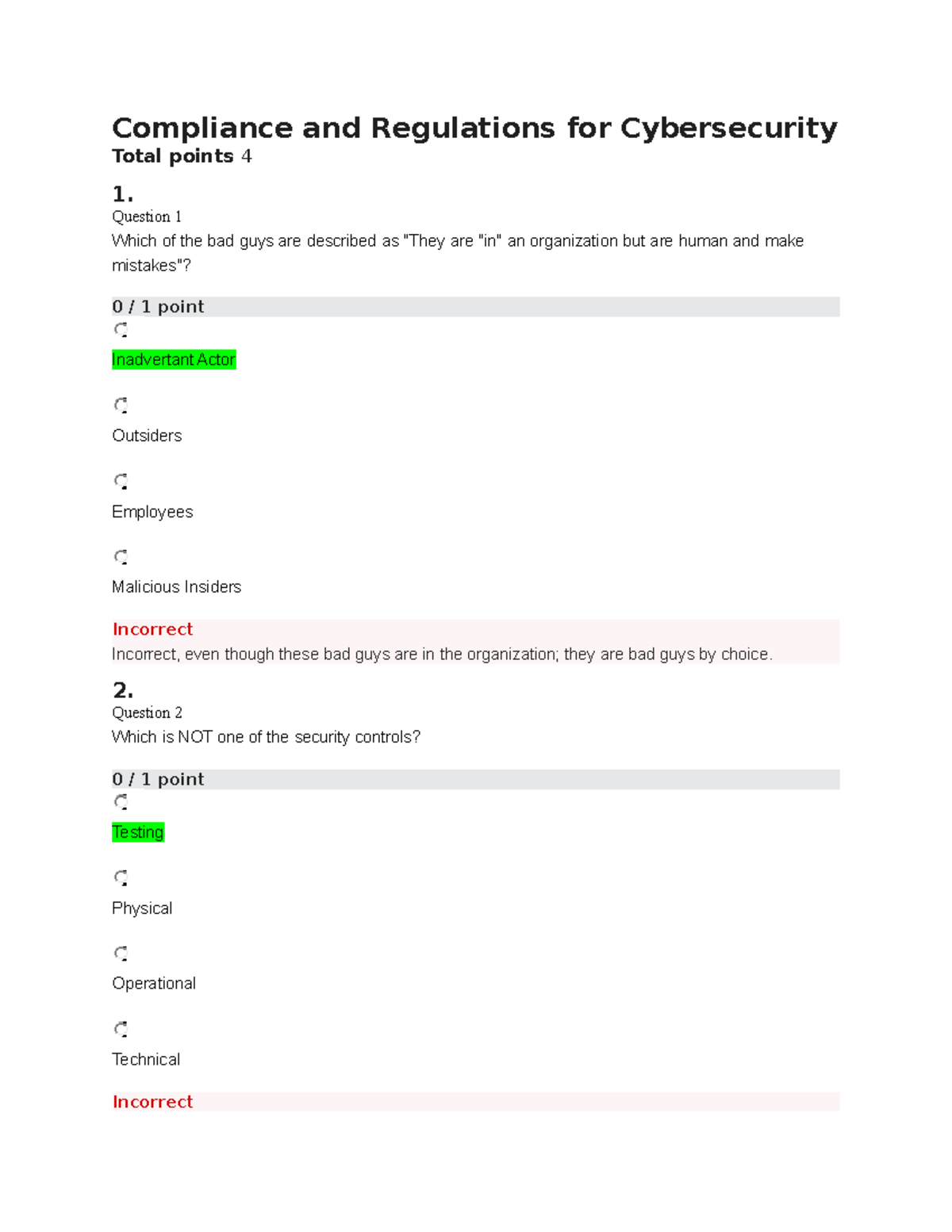 Compliance and Regulation - Question 1 Which of the bad guys are ...