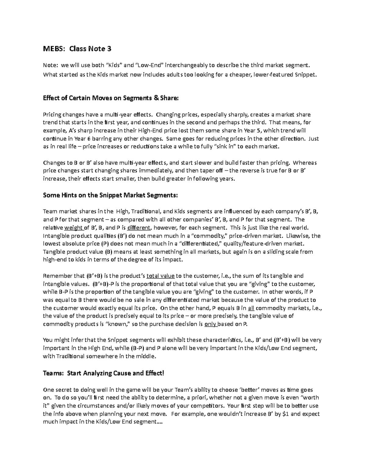 MEBS Class Note 3 - Game Moves - MEBS: Class Note 3 Note: we will use ...