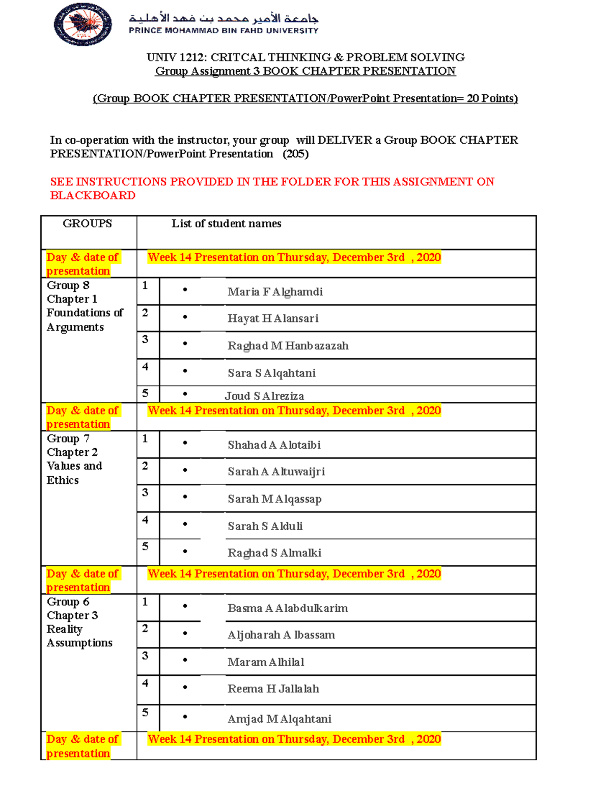 UNIV 1212 205 Group Assignment 3 Chapter Presentation - UNIV 1212 ...