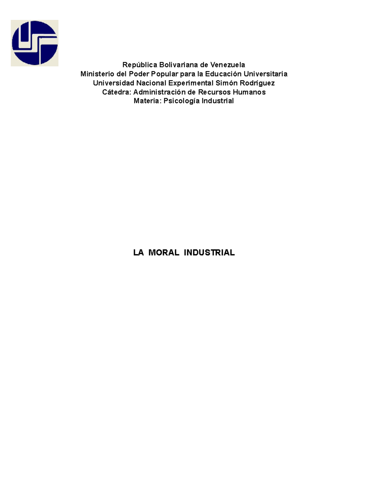 Unidad 7. Moral Industrial - República Bolivariana de Venezuela ...