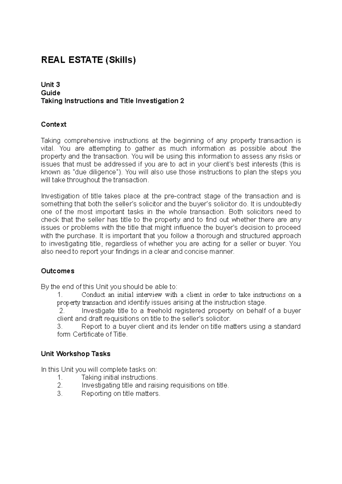 2223 re ws03 ce01 guide - REAL ESTATE (Skills) Unit 3 Guide Taking ...