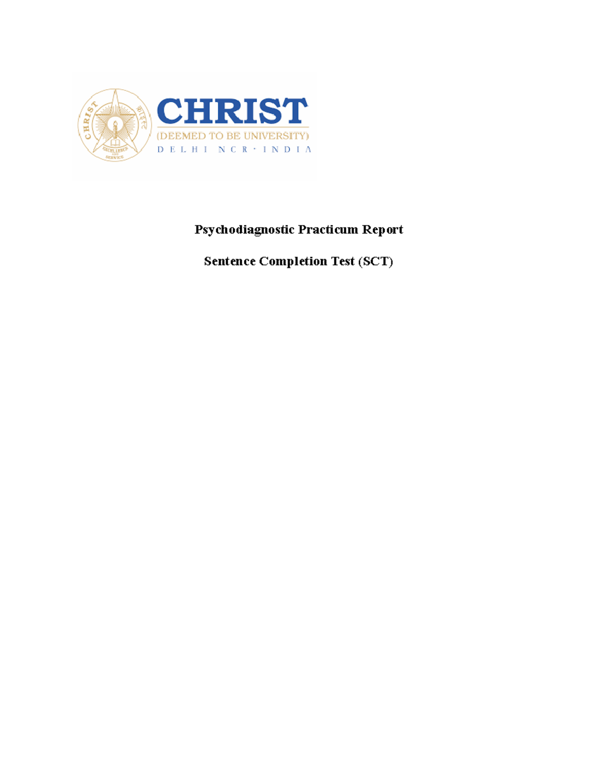 SSCT - Sack's Sentence Completion Test - report. - Psychodiagnostic ...