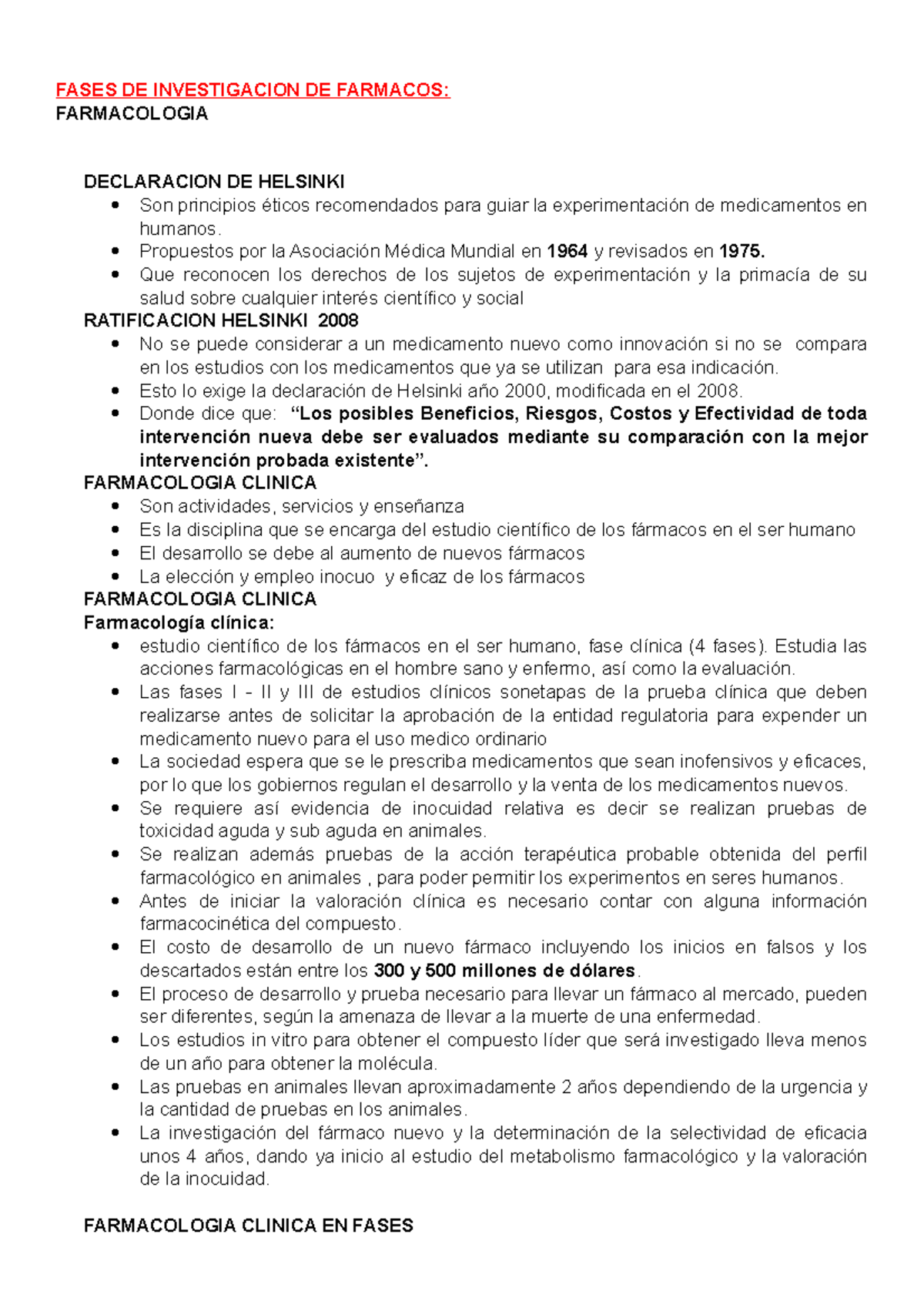 Resumen Fases DE Investigacion DE Farmacos - FASES DE INVESTIGACION DE FARMACOS: FARMACOLOGIA ...