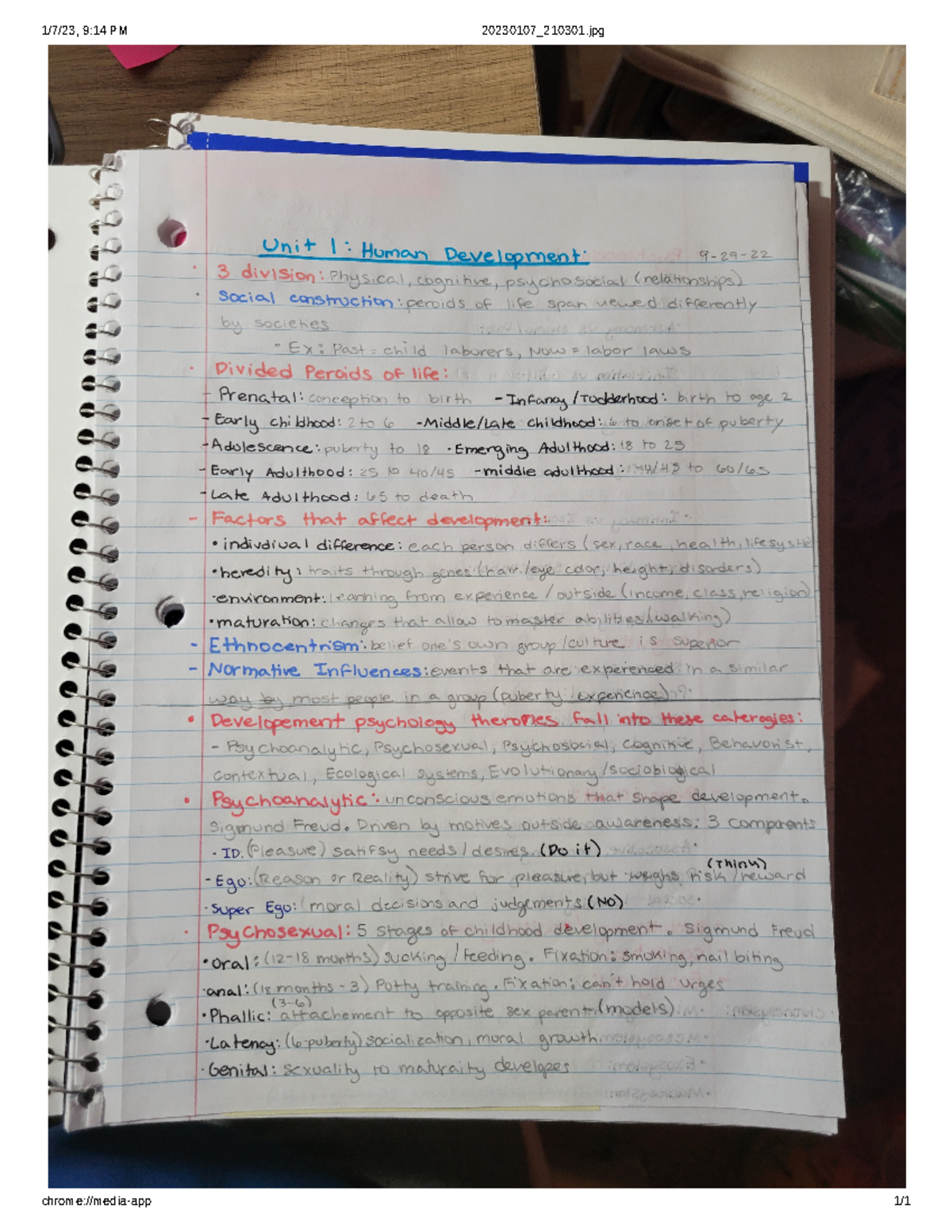 Unit 1 - week one, Human Development with R. Lookadoo - PSY 2305 - 1/7 ...
