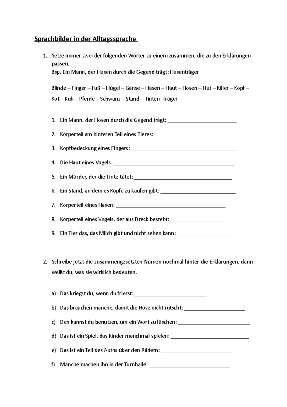 Sprachbilder in der Alltagssprache - Sprachbilder in der Alltagssprache ...