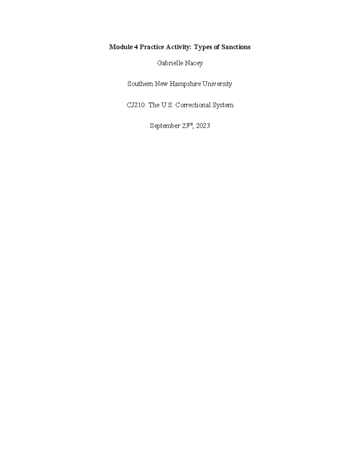 4.1 CJ210 - Module 4 Practice Activity: Types of Sanctions Gabrielle ...