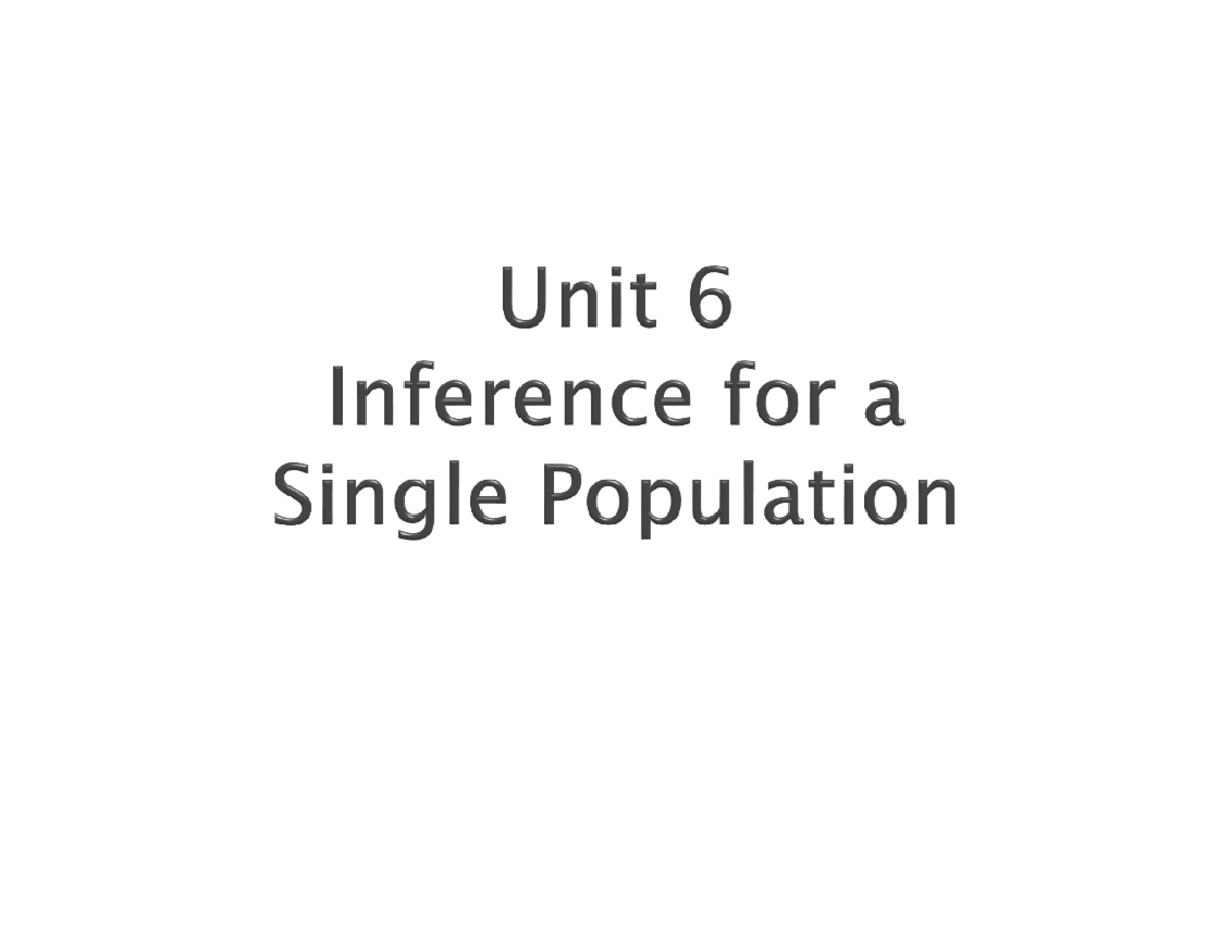 Unit 6 Notes 1pp - Inference of a single population - Recap The ...