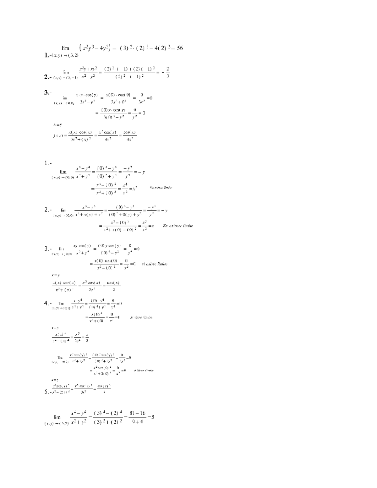 Limites - hbhj - Calculo I - 1.- 2.- 3.- 1.- 2.- 3.- 4.- 5.- - Studocu
