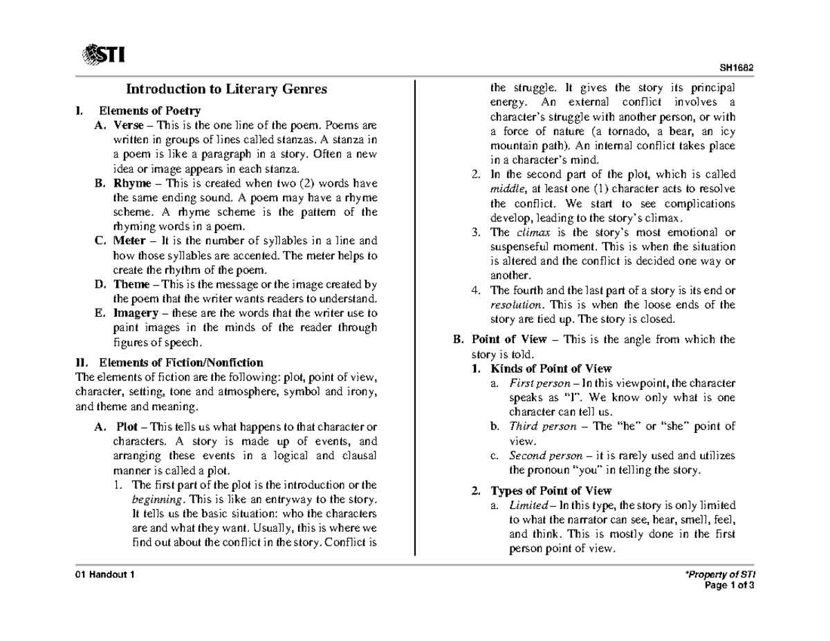 Creative Non FIction - hehe - 01 Handout 1 *Property of STI ...