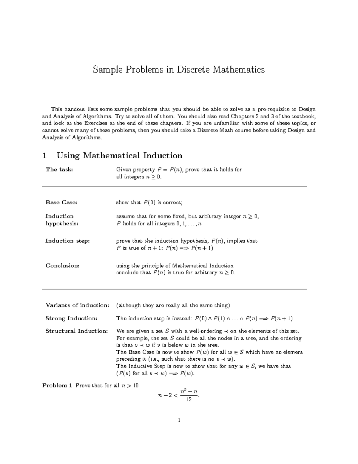 DMProblems - practice problems - Sample Problems in Discrete ...