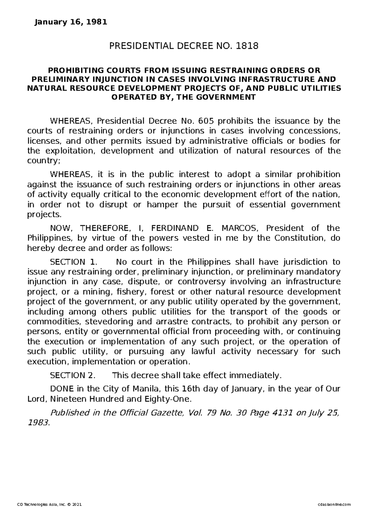 PD 1818 - 71689-1981-Prohibiting the Issuance of Restraining 20210616 ...