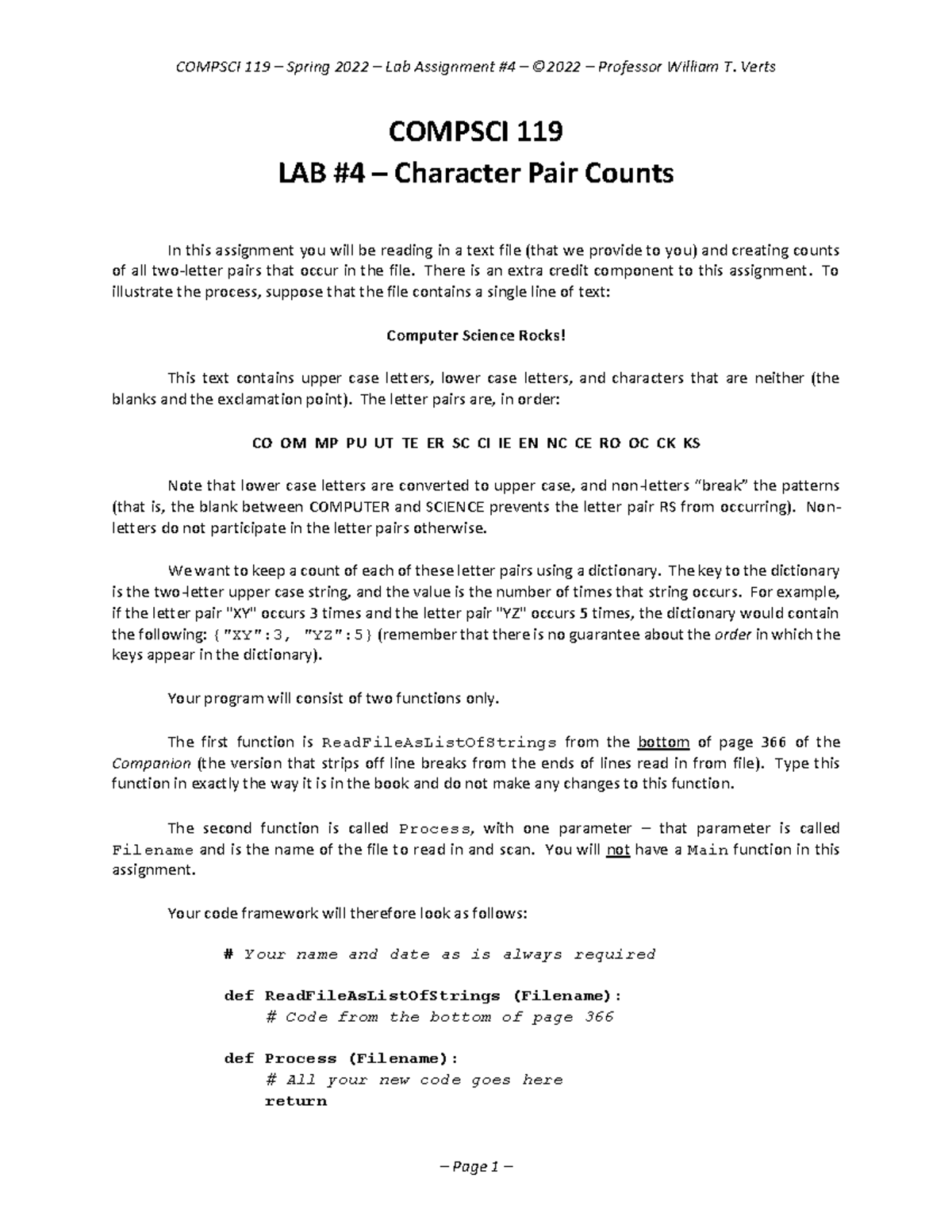 Character Pairs - Class notes for class - COMPSCI 119 LAB #4 ...