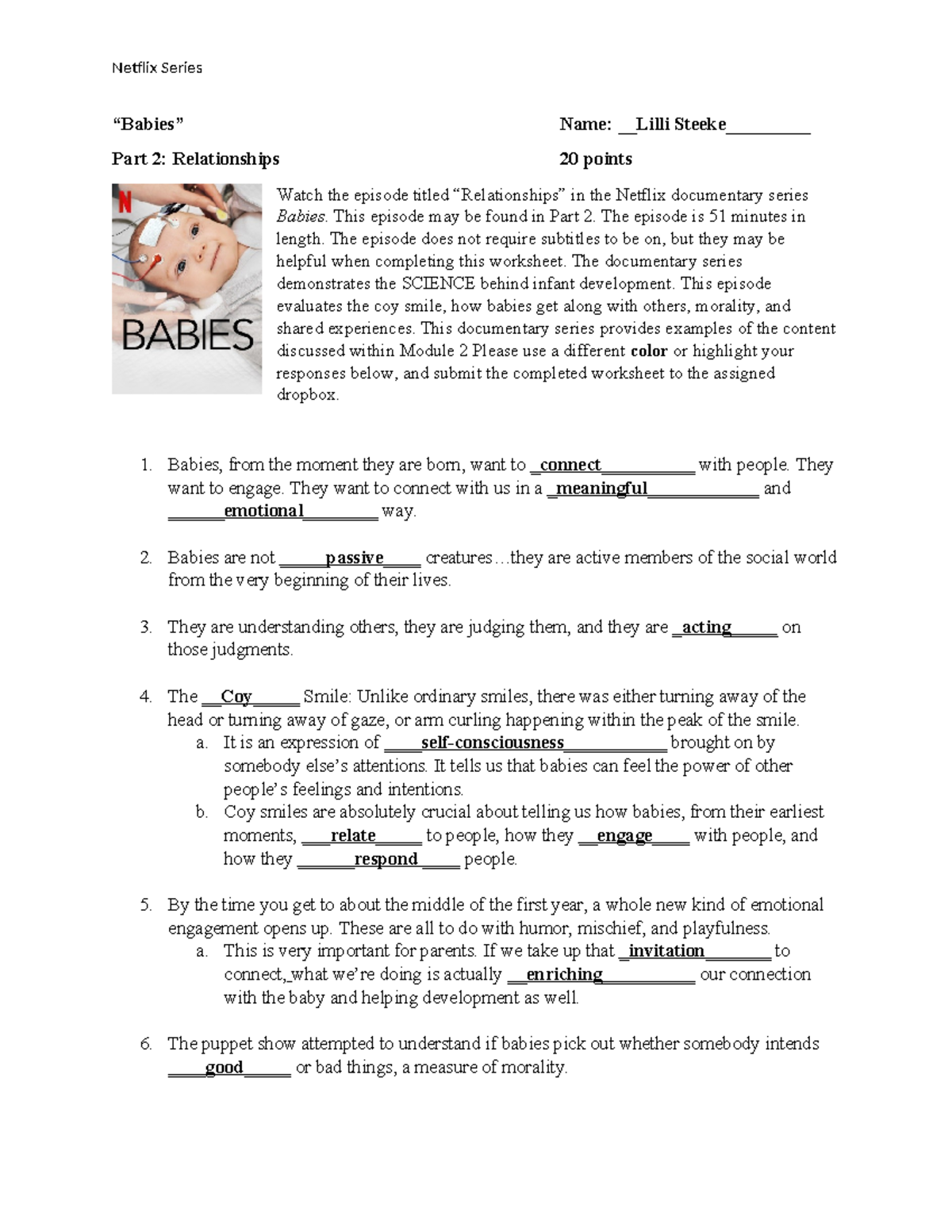 Assignment-Babies Documentary (Part 2) Relationships (2024-2025) - Netflix Series “Babies” Name ...