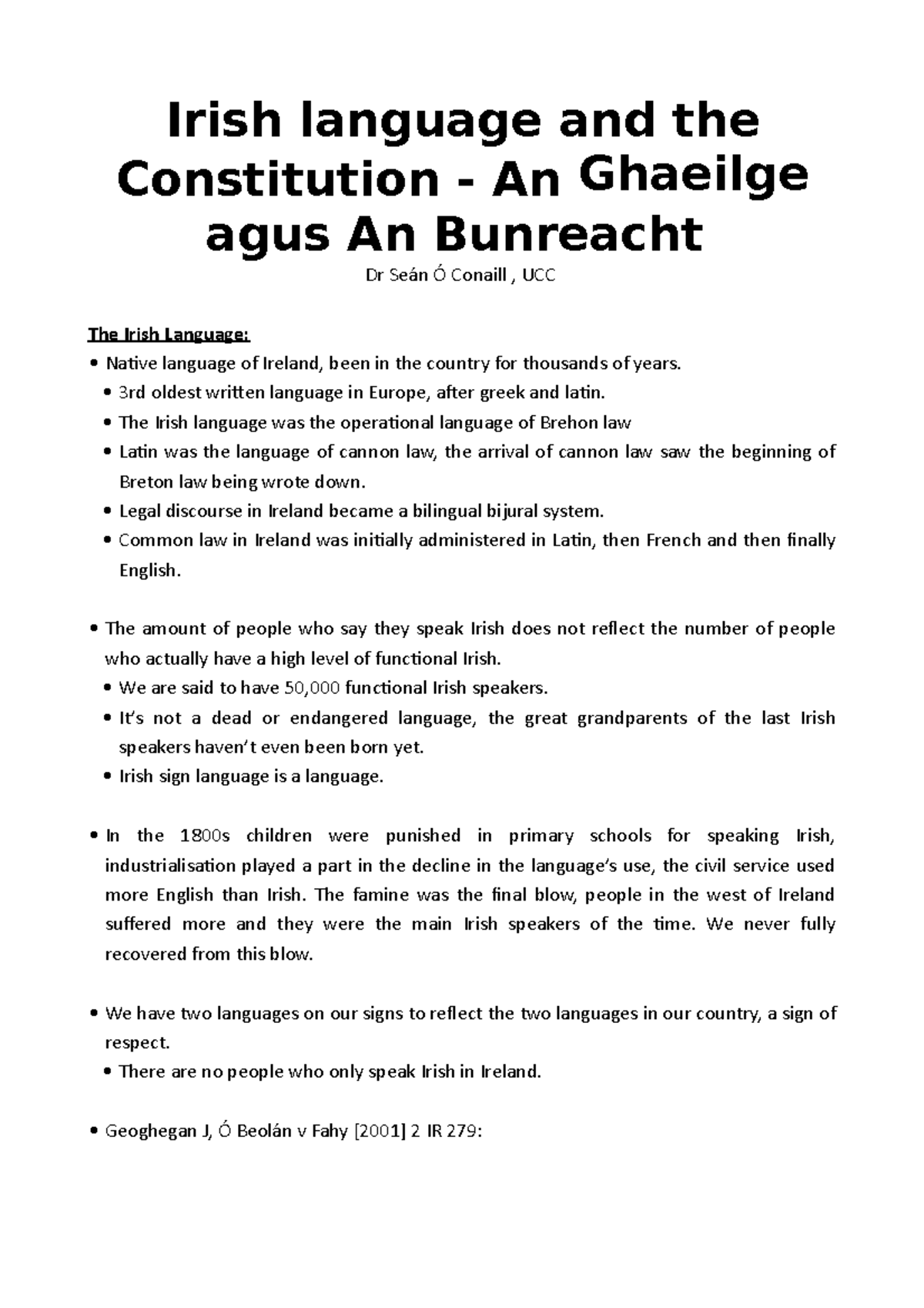 Irish language and the Constitution - An Ghaeilge agus An Bunreacht ...