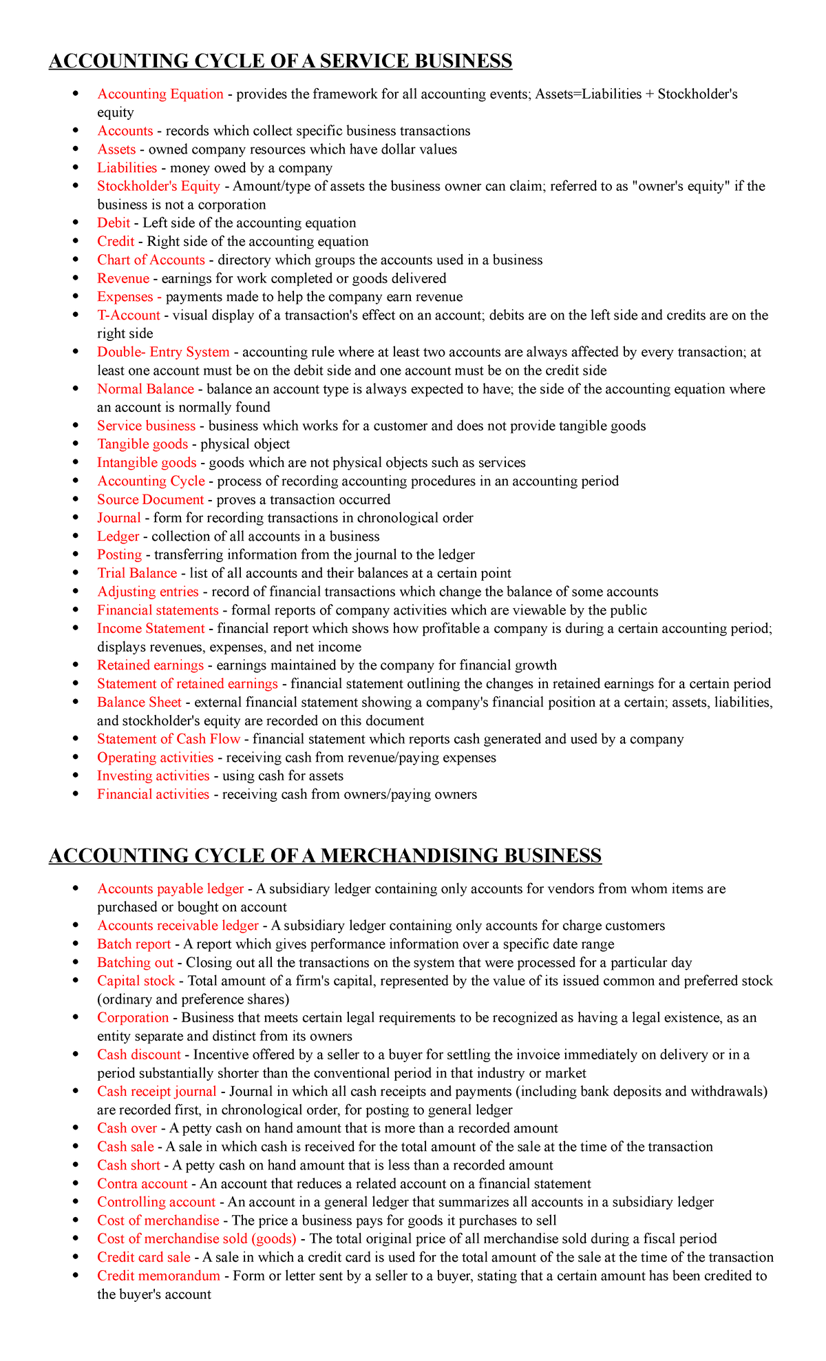 Accounting - Assignments - ACCOUNTING CYCLE OF A SERVICE BUSINESS ...