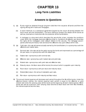 Ch 19 HW - Accounting 301B, Chapter 19 Homework, Calculations Problems ...