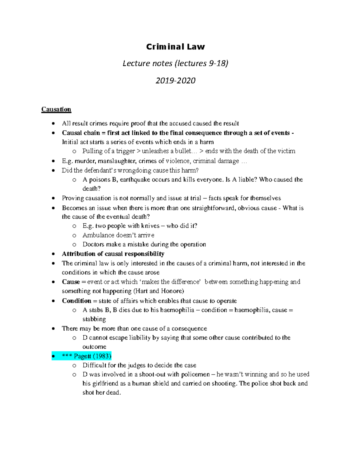 Criminal Law lecturenotes 9to18 2019 2020 - Criminal Law Lecture notes ...