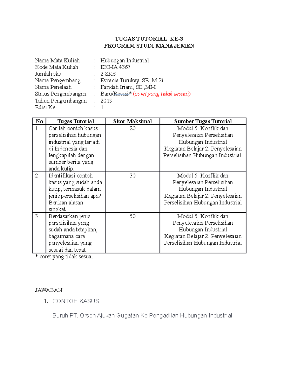 436735840- Tugas-3 - Tugas 3 ut - TUGAS TUTORIAL KE- PROGRAM STUDI ...