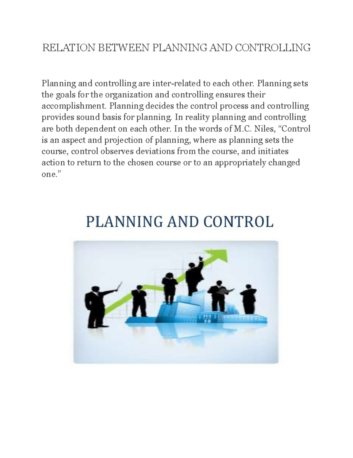 Relation BW Planning ND Control and Types OF Control - RELATION BETWEEN ...