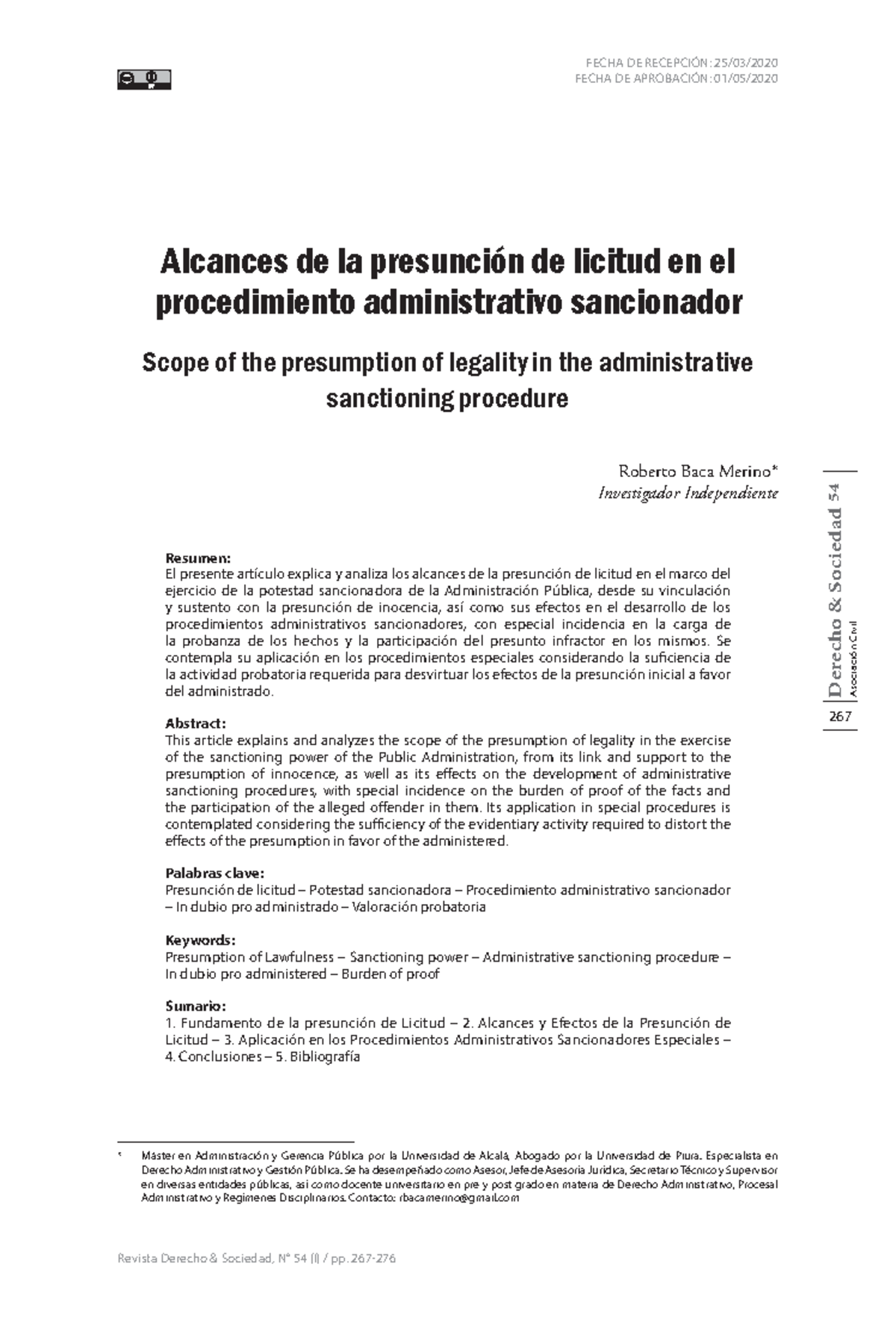 Principio DE Licitud - 267 Derecho & Sociedad Asociación Civil 54 ...