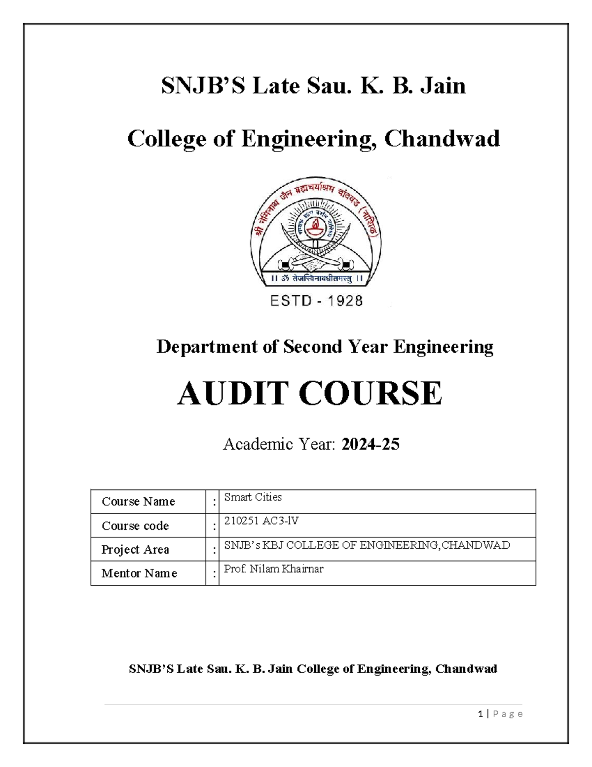 Smart cities - thank you!! - SNJB’S Late Sau. K. B. Jain College of ...