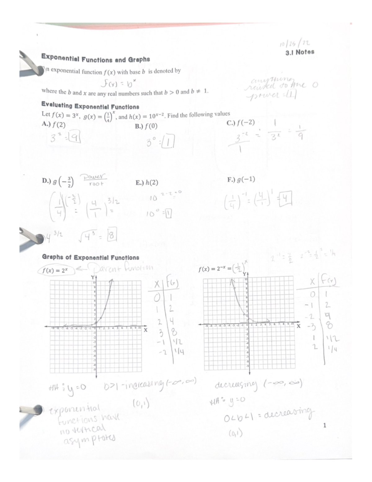 Precalc Chapter 3 Lecture Notes And Embedded Practice Problems