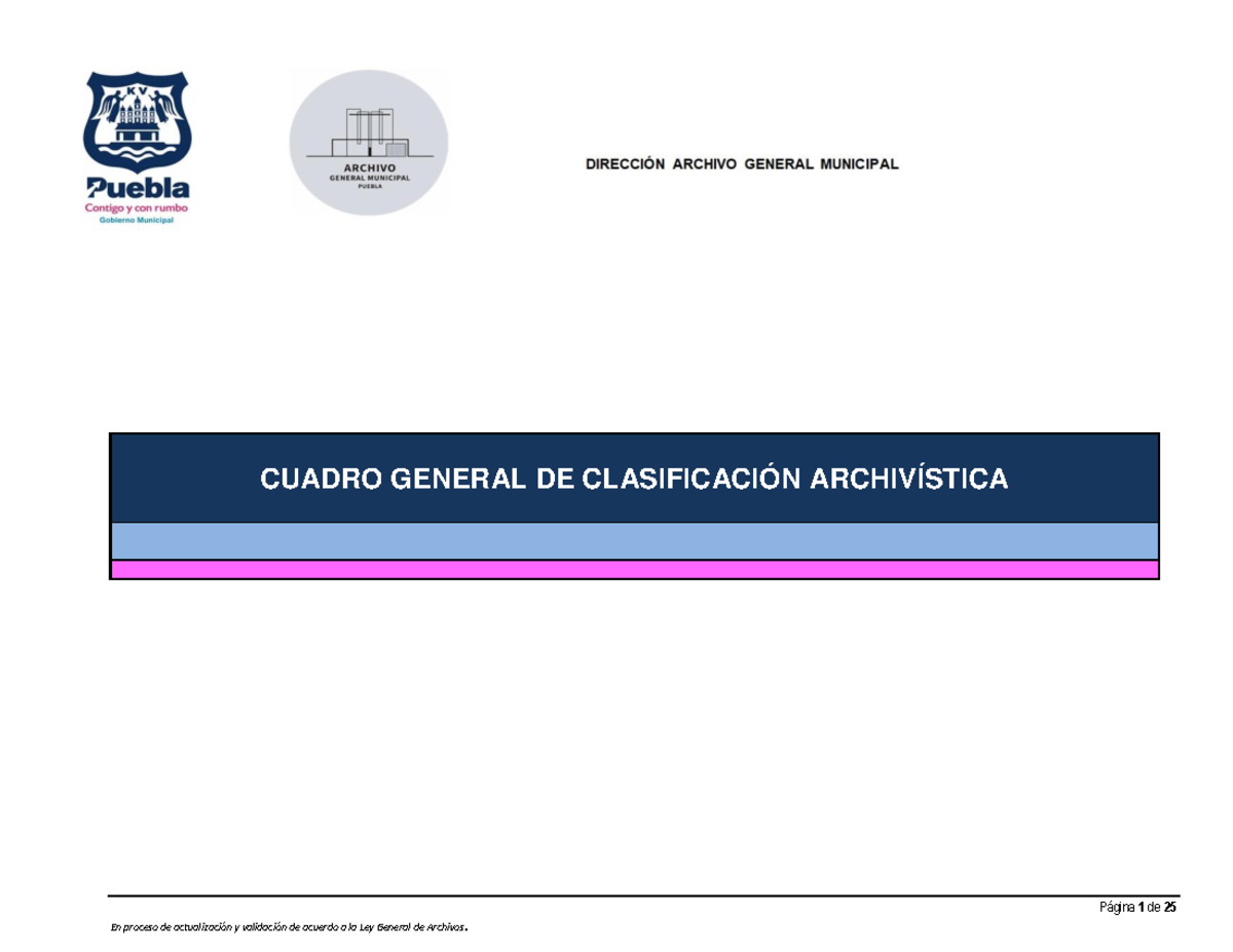 01 Cuadro General de Clasificación Archivistica - P·gina 1 de 25 CUADRO GENERAL DE CLASIFICACIÓN ...