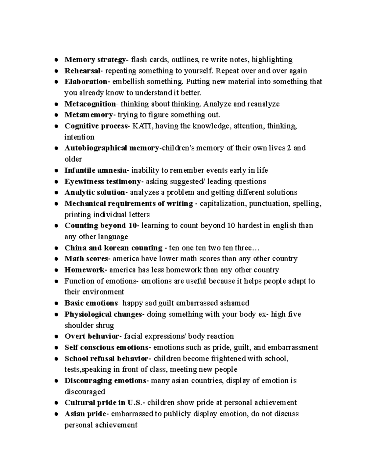 Child Psych Terms and Vocab - Memory strategy- flash cards, outlines ...