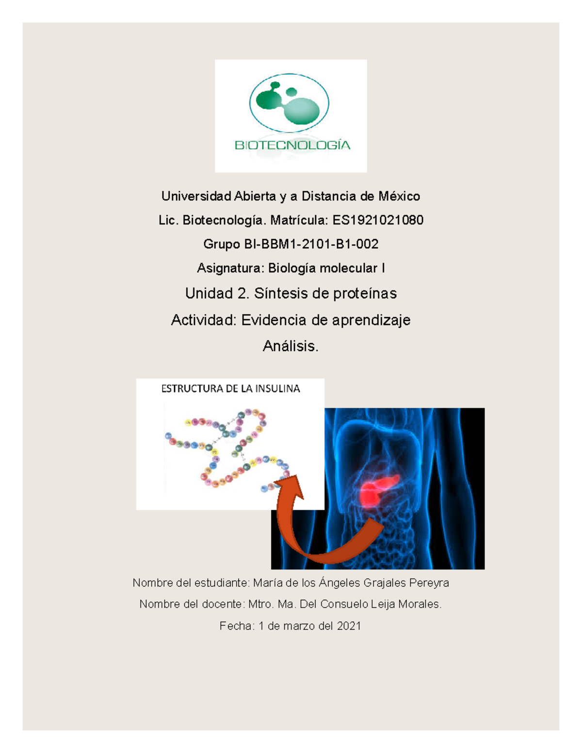 BBM1 U2 EA MAGP - BLAST es un programa informático de alineamiento de secuencias, sea de ADN ...