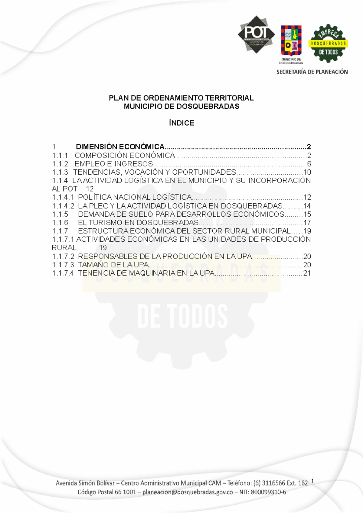 Dimension Economica - mapa - PLAN DE ORDENAMIENTO TERRITORIAL MUNICIPIO ...