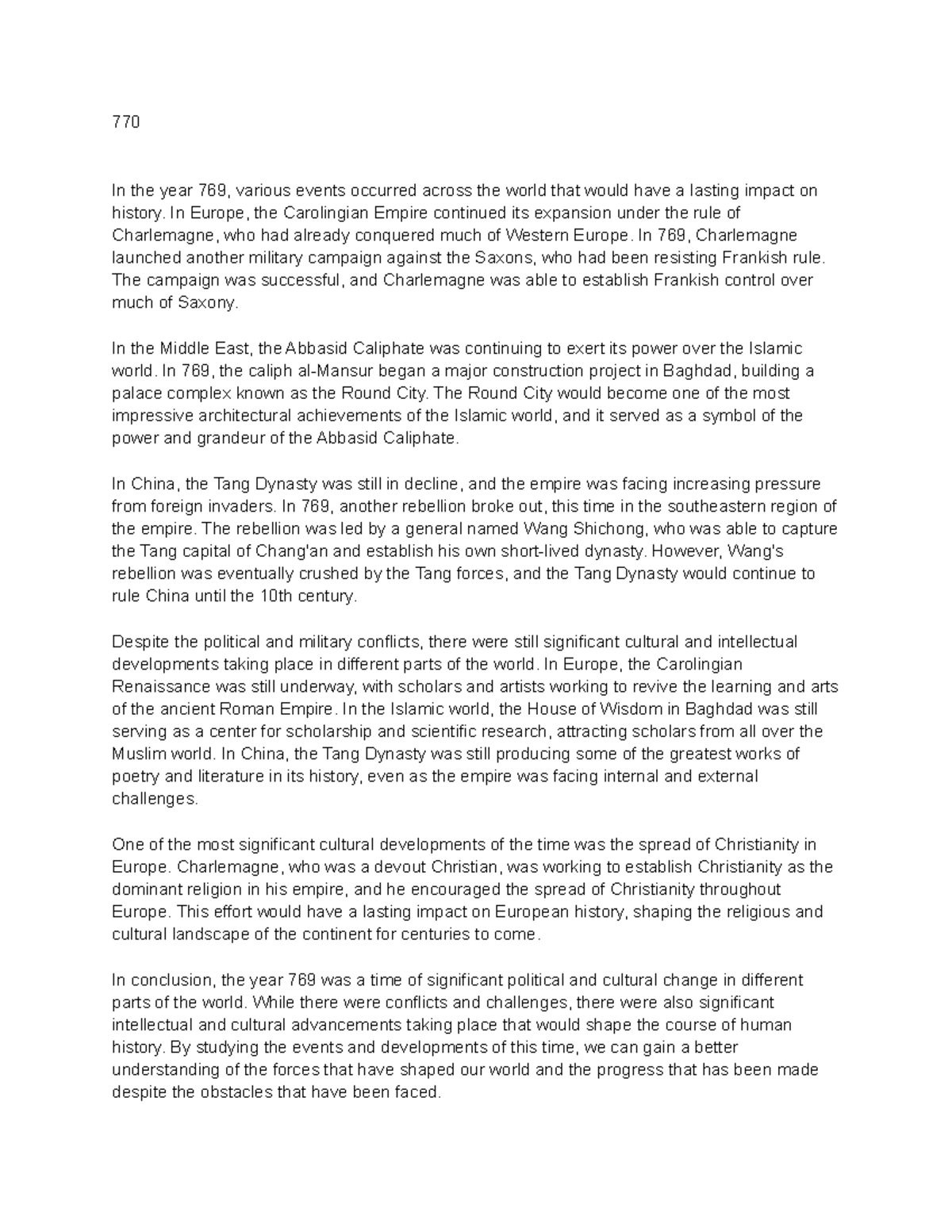 703 (57) - Facts - 770 In the year 769, various events occurred across ...