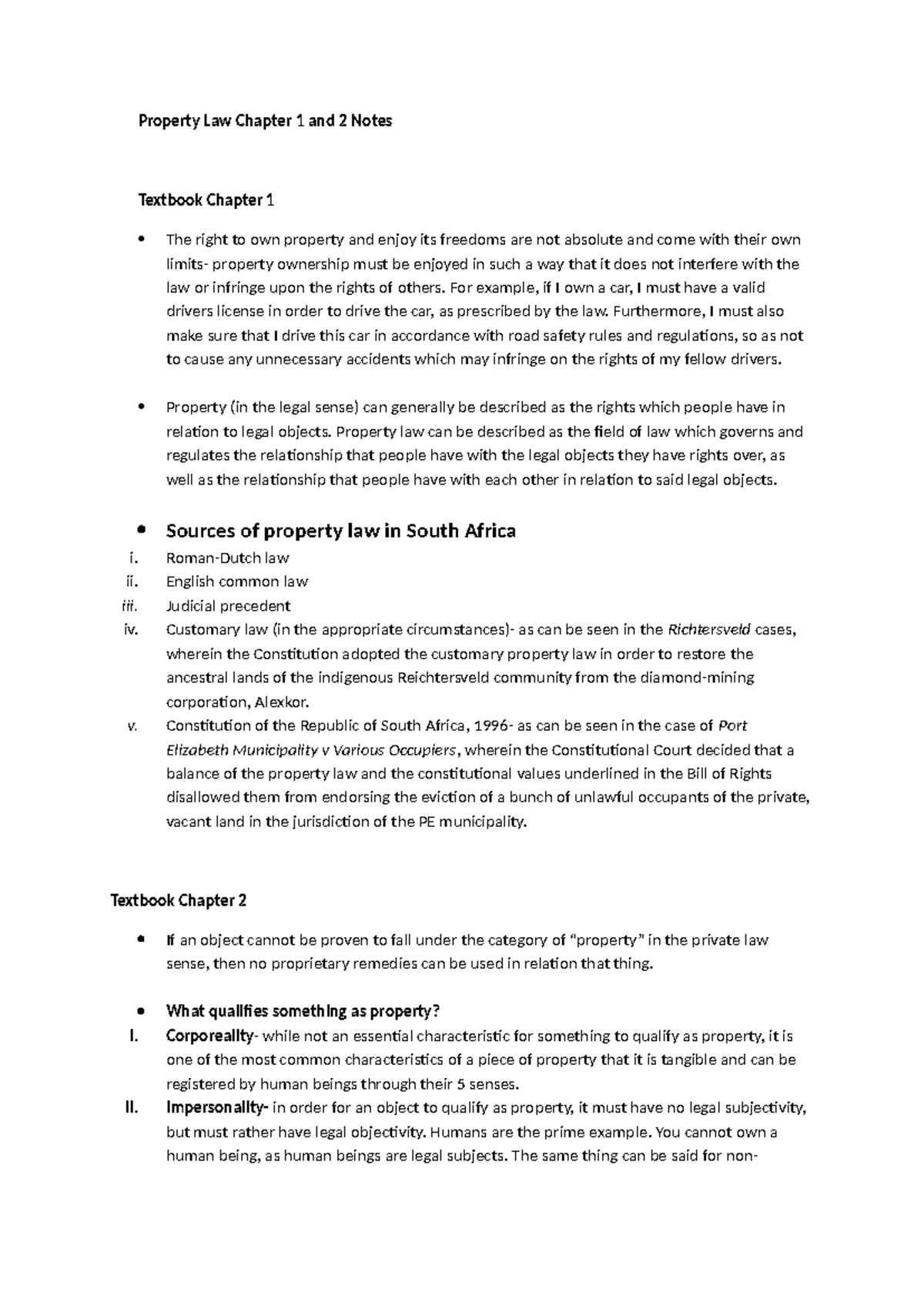 Property Law Chapter 1 and 2 Notes - Property Law Chapter 1 and 2 Notes ...