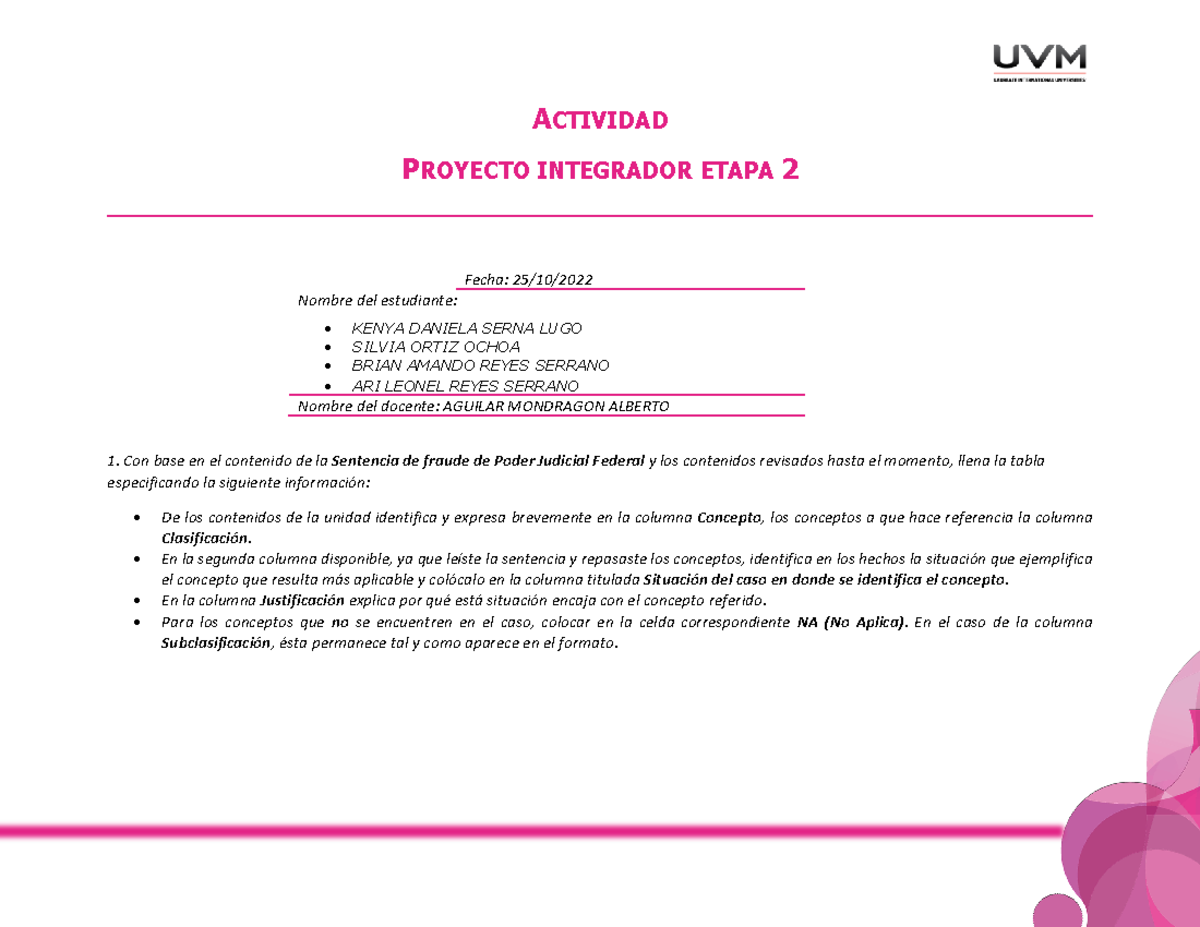 A3 Eq1DP - Actividad 3 Derecho Penal Blackboard - ACTIVIDAD PROYECTO INTEGRADOR ETAPA 2 Fecha ...