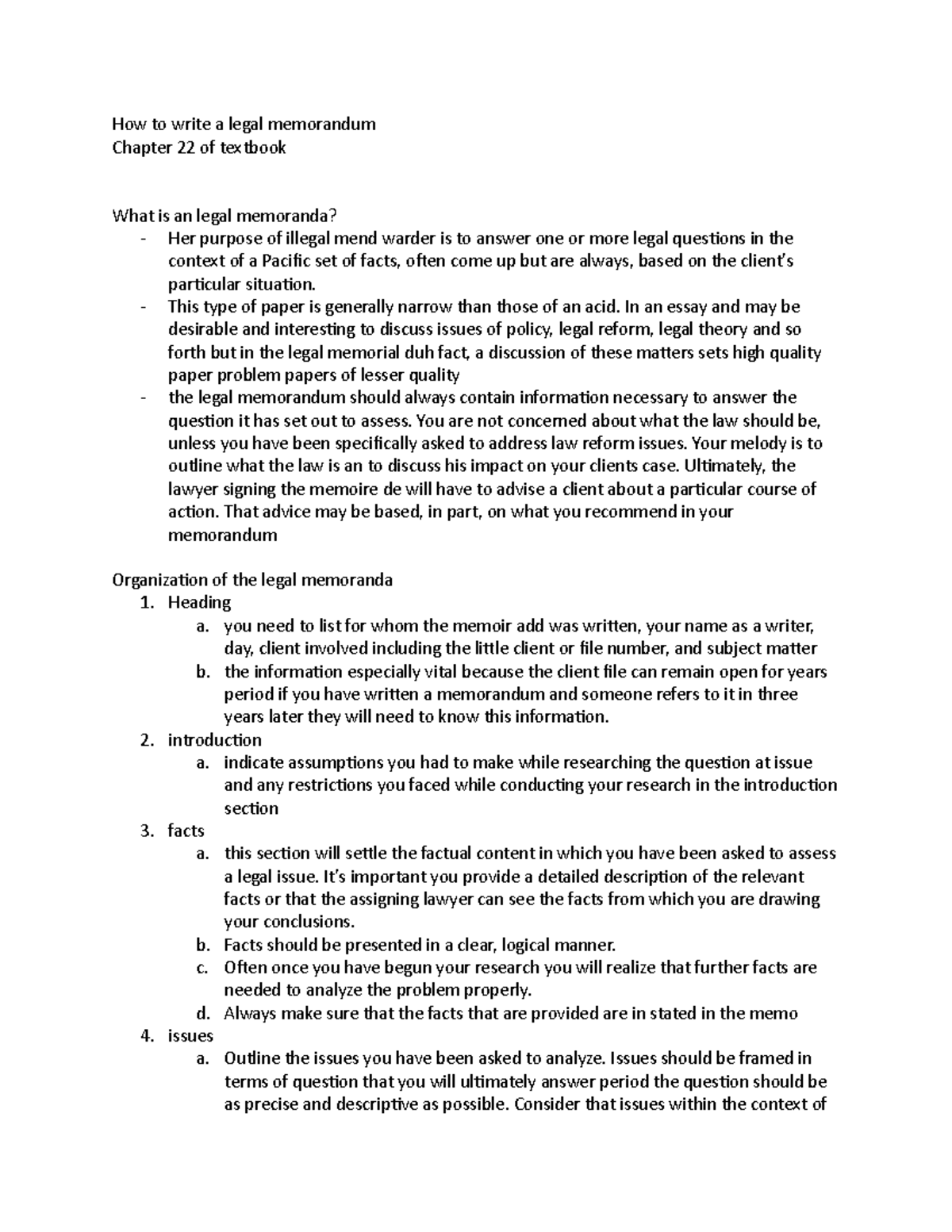 How to write a legal memorandum - PRLG5001 - Humber College - Studocu