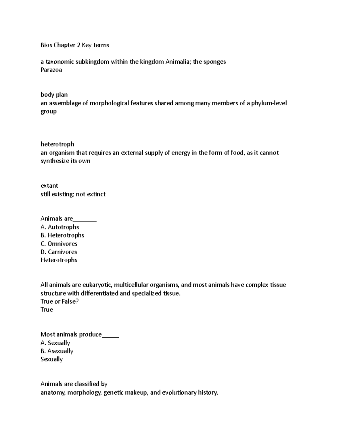 Bios Chapter 2 Key terms - Bios Chapter 2 Key terms a taxonomic ...