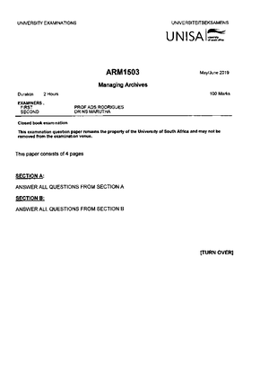 ARM1505 - Unisa - eletronic records management - Studocu