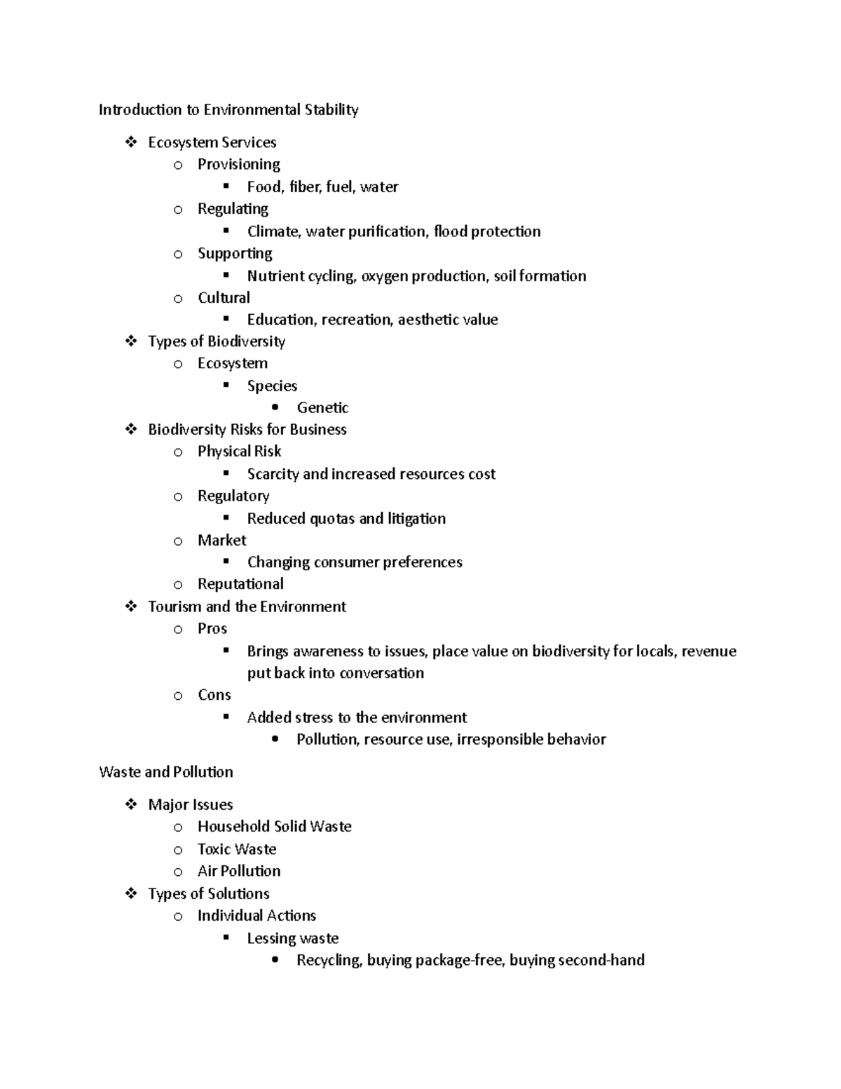 Intro to Environmental Sustainability - Introduction to Environmental ...