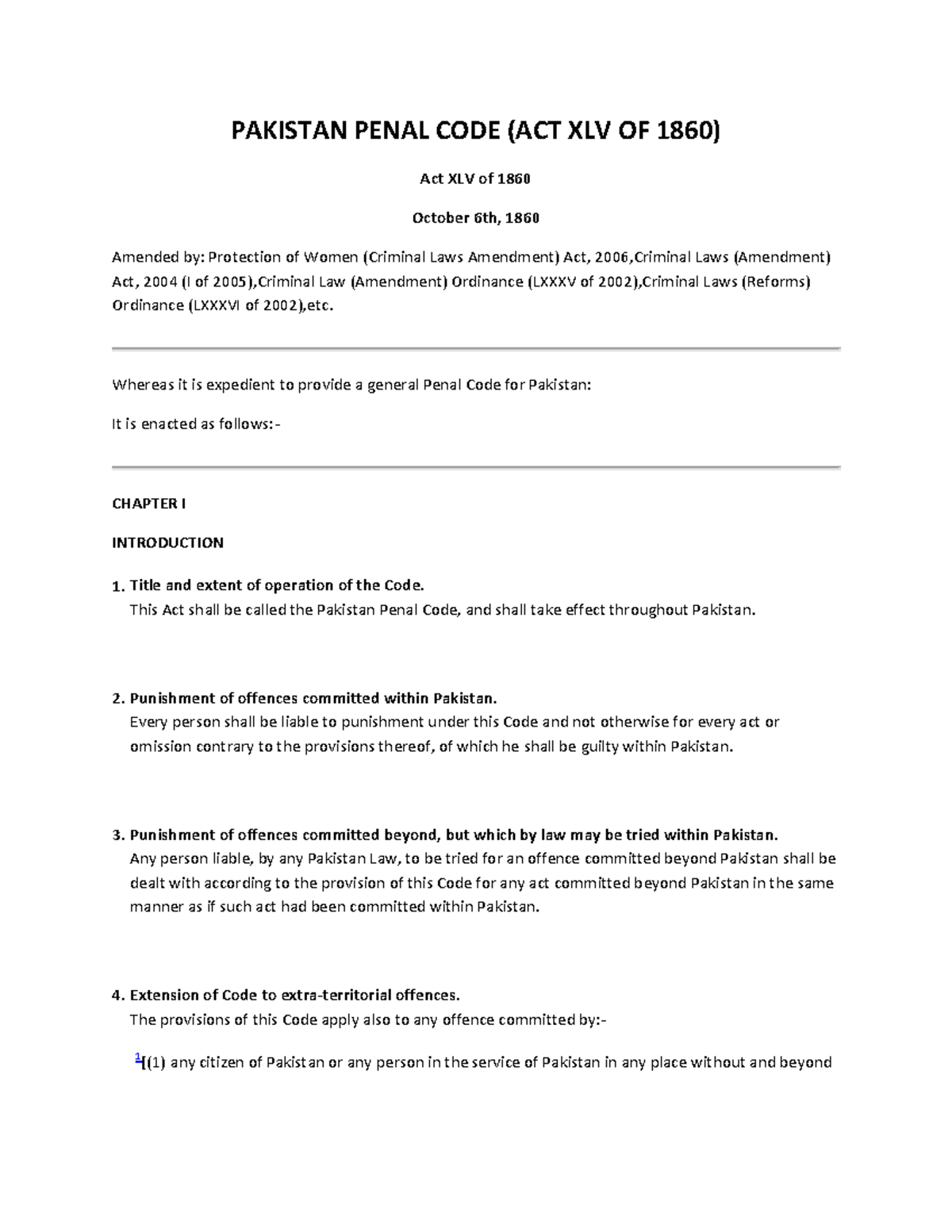 Pakistan Penal CODE - not to be mentioned - PAKISTAN PENAL CODE (ACT ...