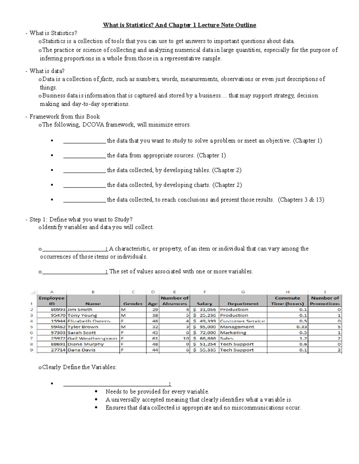 Chapter 1 - notes - What is Statistics? And Chapter 1 Lecture Note ...