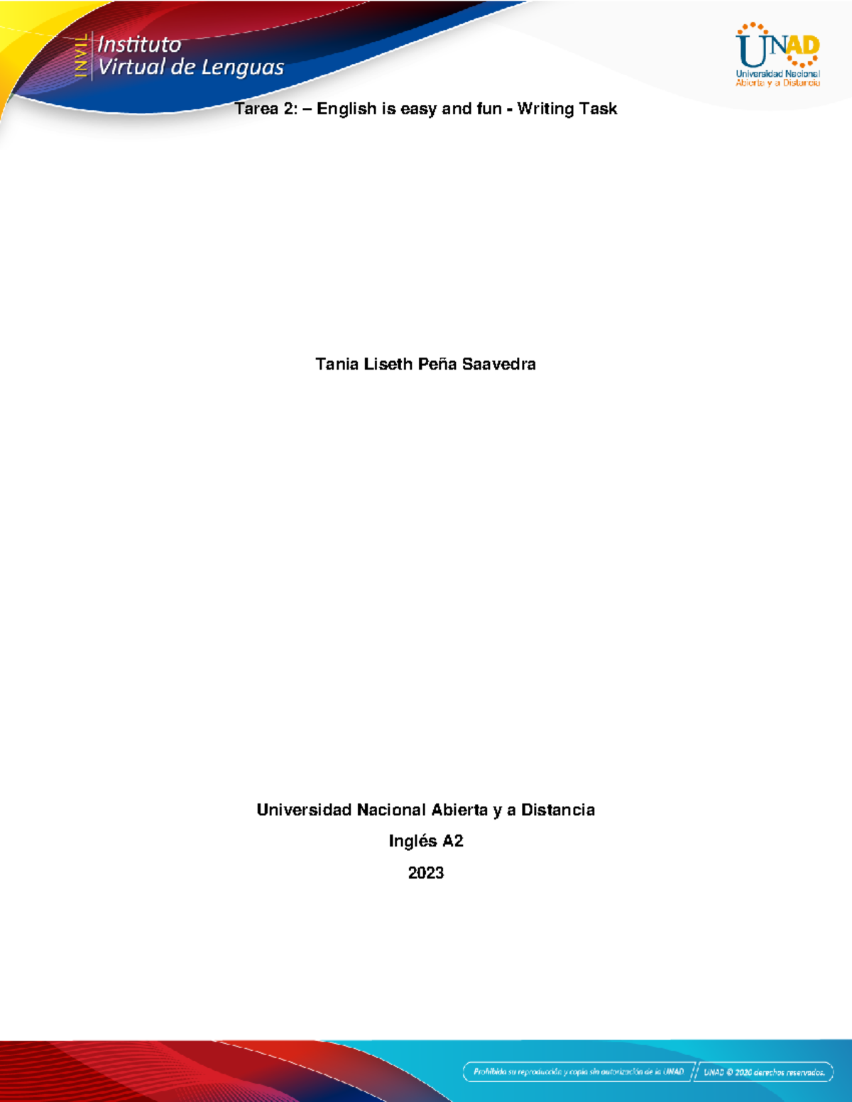 TASK 2 Englishh is easy and fun - Tarea 2: – English is easy and fun ...